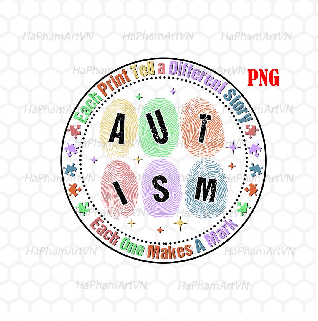 Autism Awareness Png, Each Print Tells a Different Story Png, Colorful ...