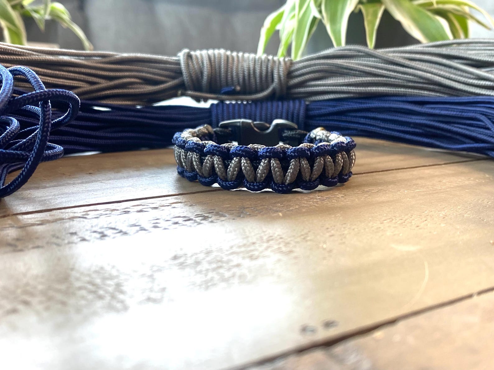 Navy Blue and Grey Paracord Adventure Bracelet With Buckle Clasp - Etsy
