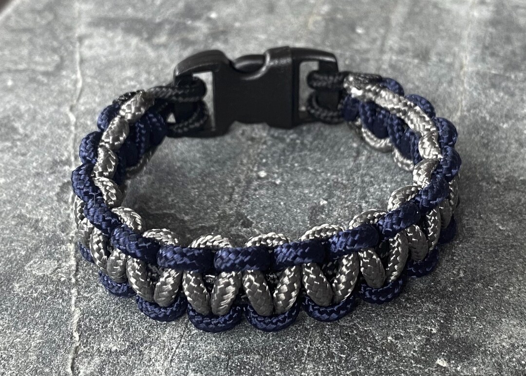 Navy Blue and Grey Paracord Adventure Bracelet With Buckle Clasp - Etsy