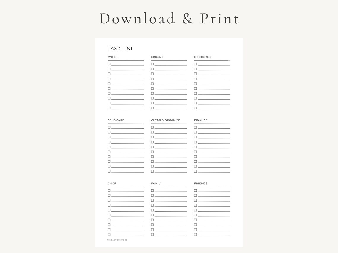 Task List Template Task List Planner Printable Task List To-do List ...