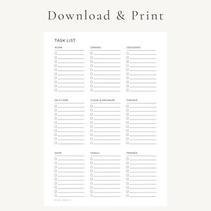 Task List Template | Task List Planner | Printable Task List | To-do ...