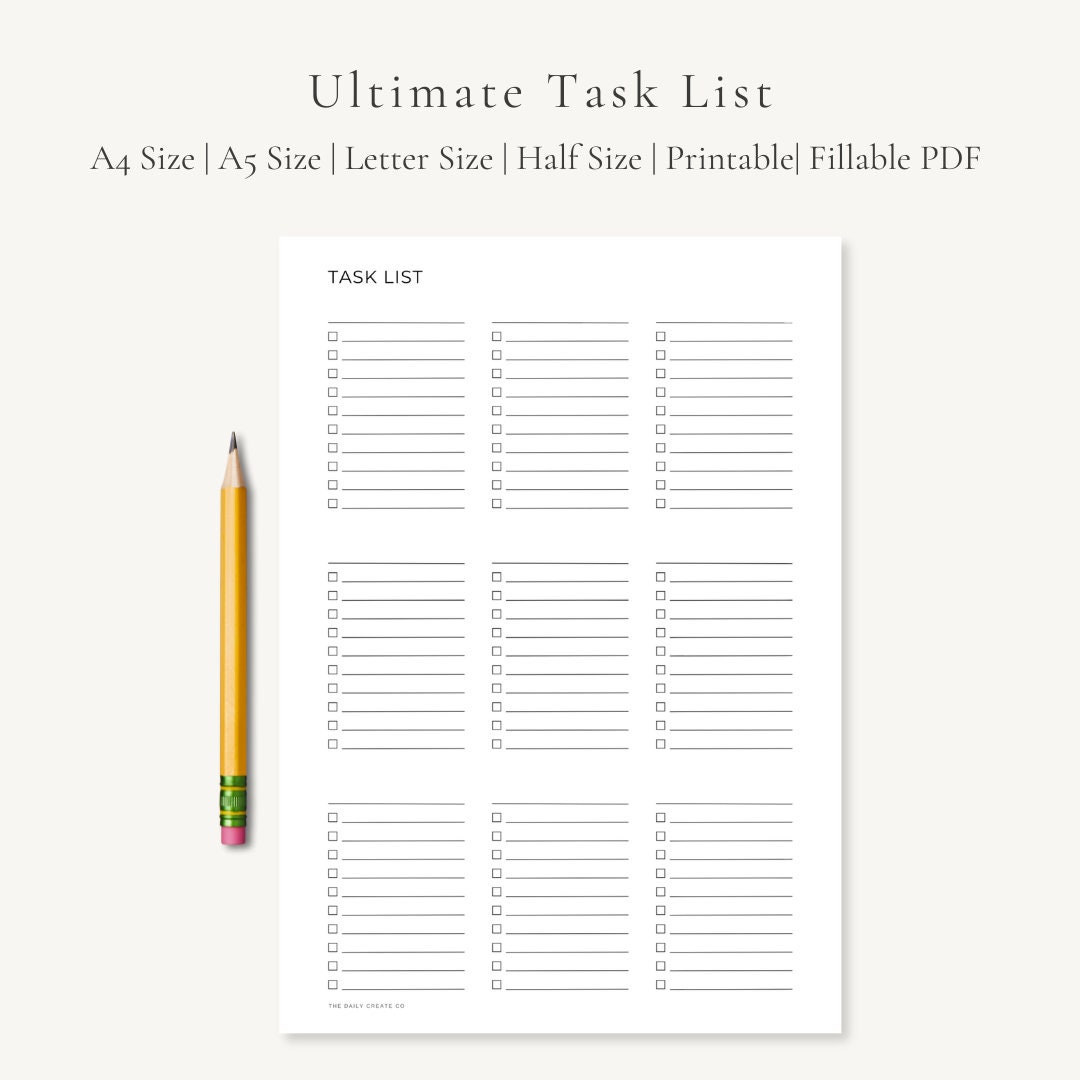 Task List Template | Task List Planner | Printable Task List | To-do ...