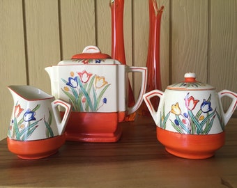 Orange tea set | Etsy