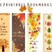 Fall Printable Bookmarks, 4 Digital Bookmarks, Instant Download, Fall ...
