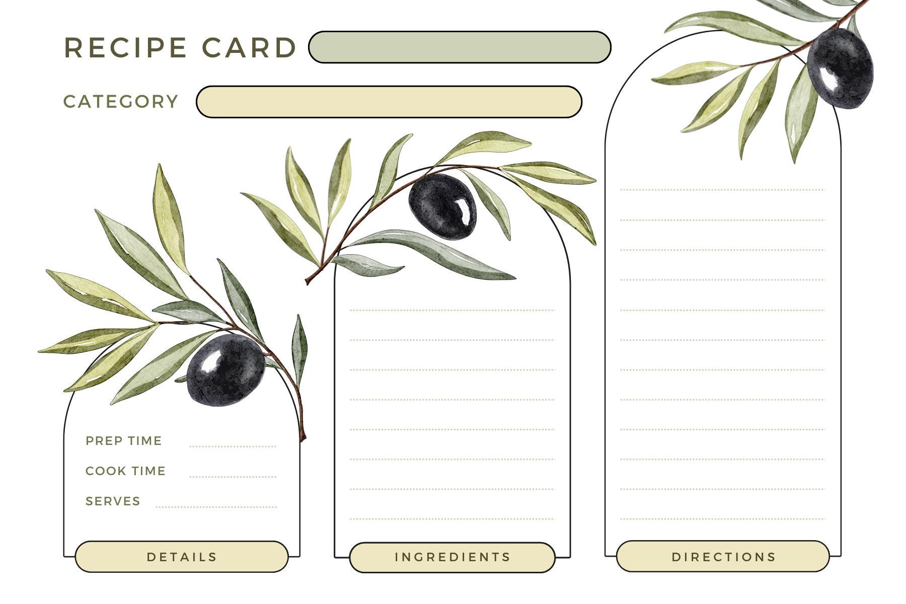 Recipe Card 6x4 | Printable | Minimalist & Rustic Designs for Kitchen ...