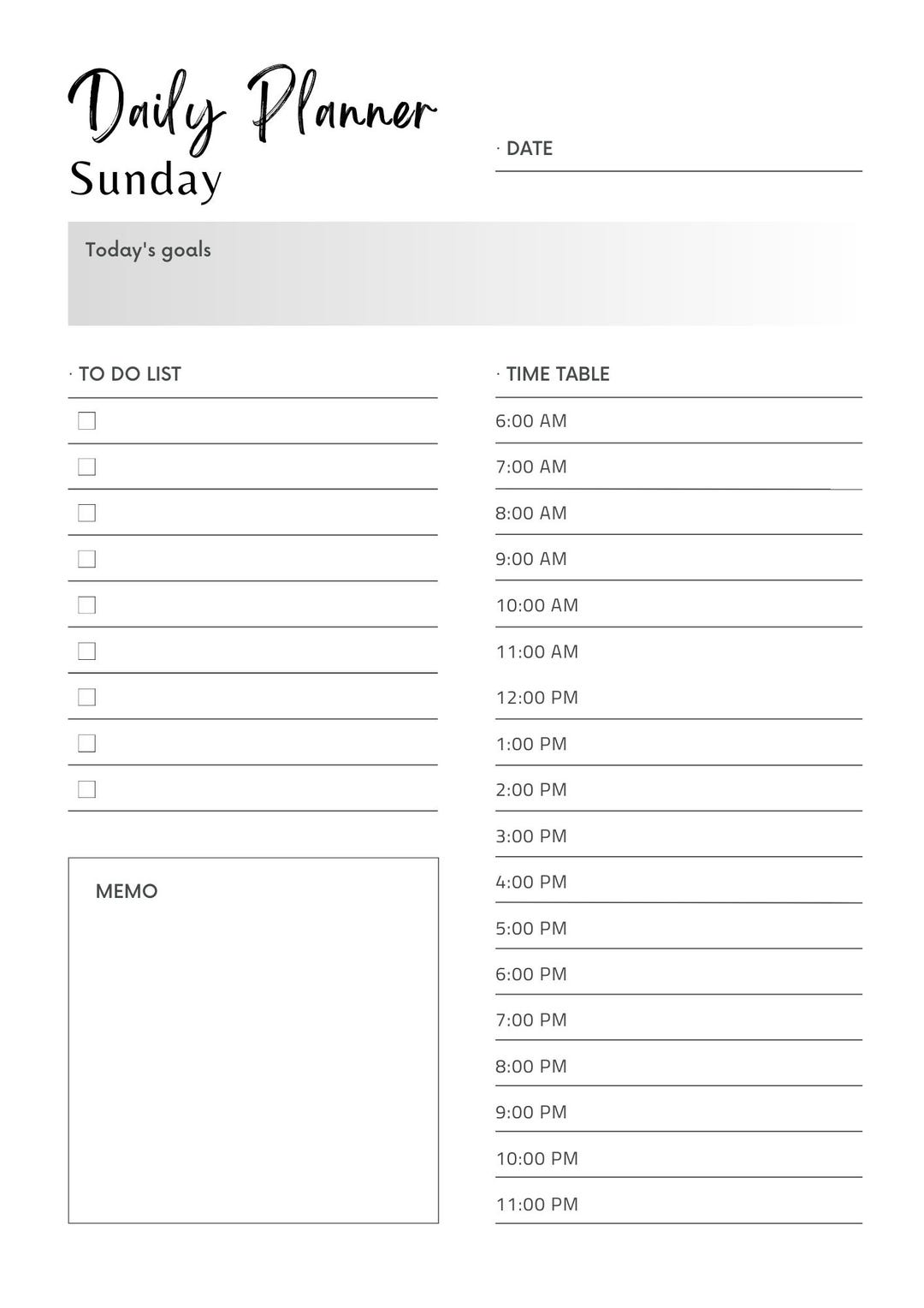 Printable Daily Planner, Digital Planner, Work Planner, A4 Size, Letter ...
