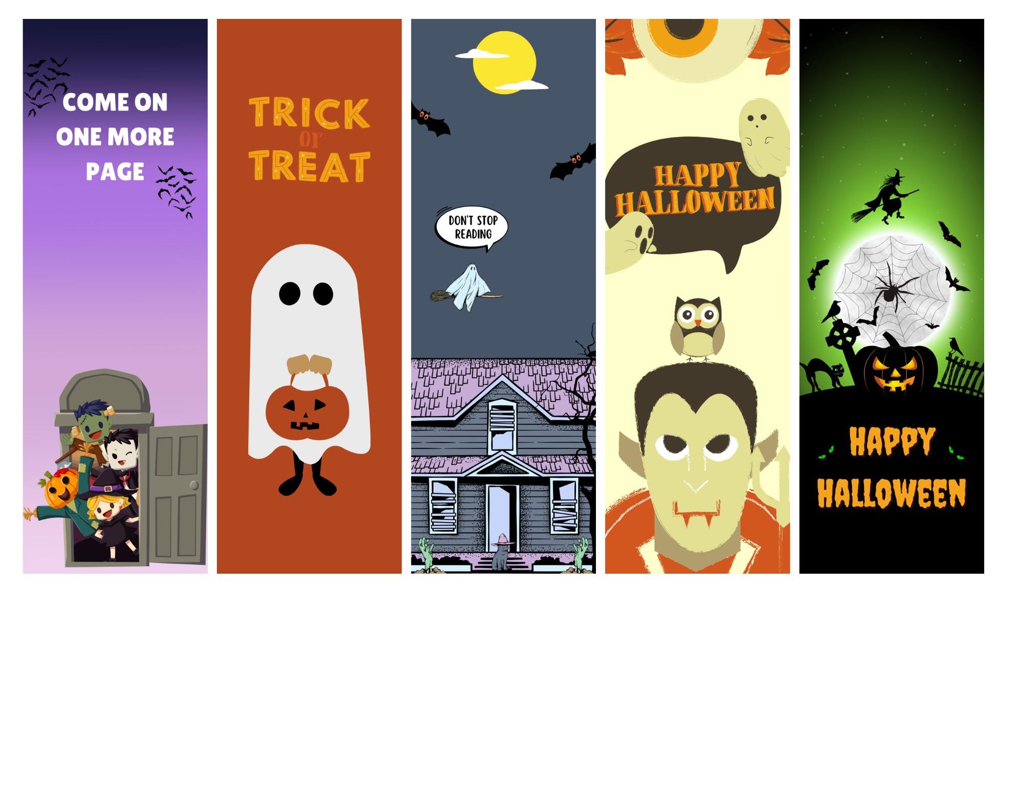 Halloween Bookmarks, Digital Bookmarks, Digital Download, Printable ...