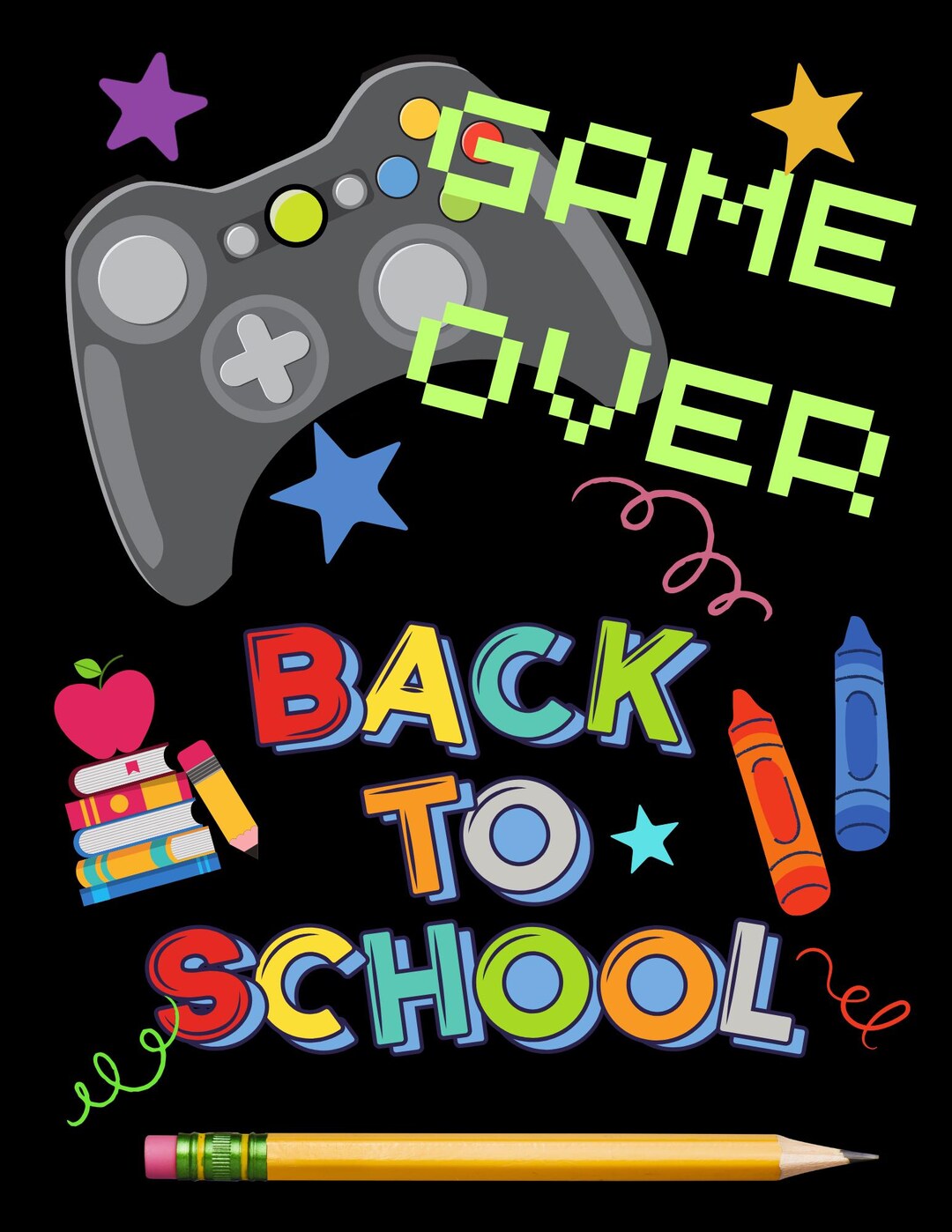 Game Over Back to School Sign, Digital First Day of School Sign ...
