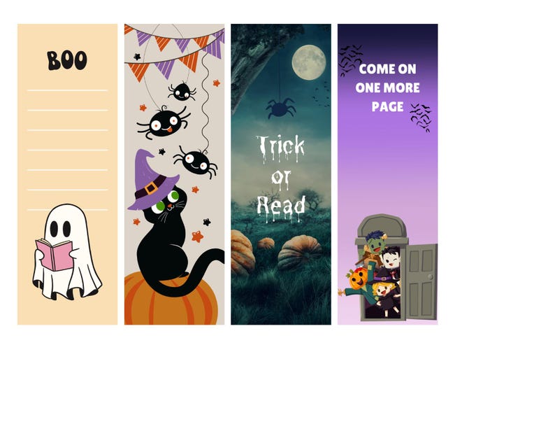 Halloween Bookmarks, Digital Bookmarks, Digital Download, Printable ...