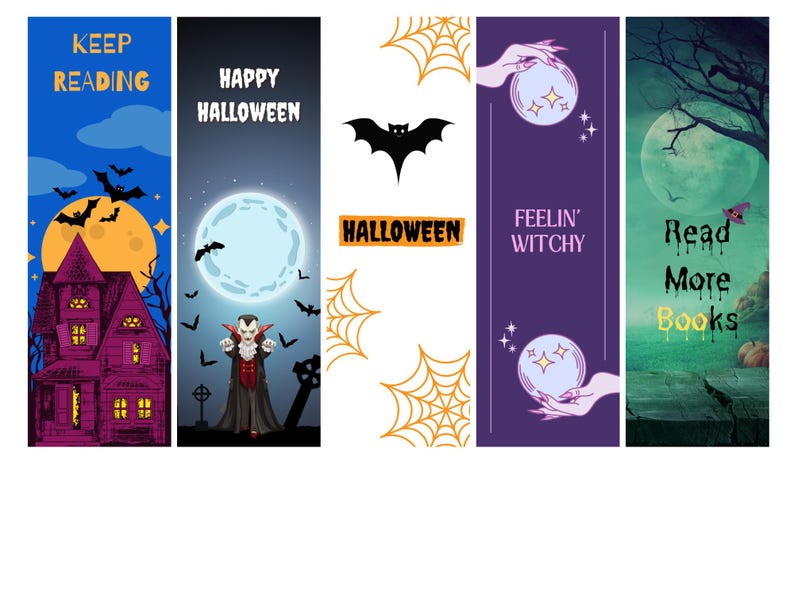 Halloween Bookmarks, Digital Bookmarks, Digital Download, Printable ...