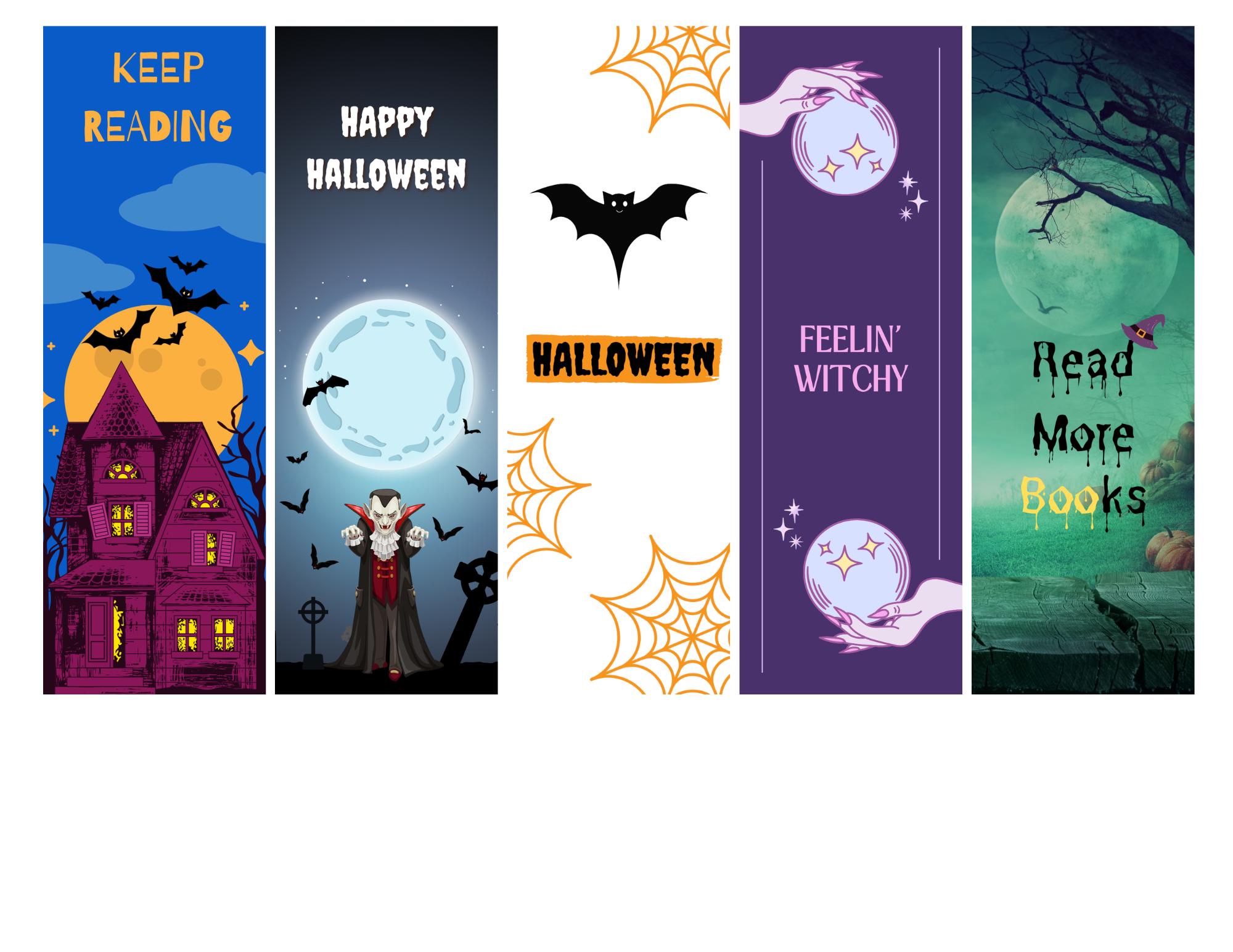 Halloween Bookmarks, Digital Bookmarks, Digital Download, Printable ...