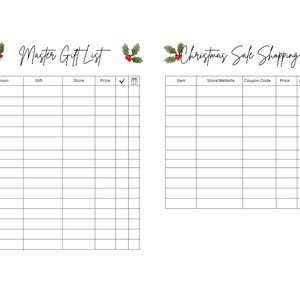 Printable Instant Download Christmas List Tracker Holiday Organization ...