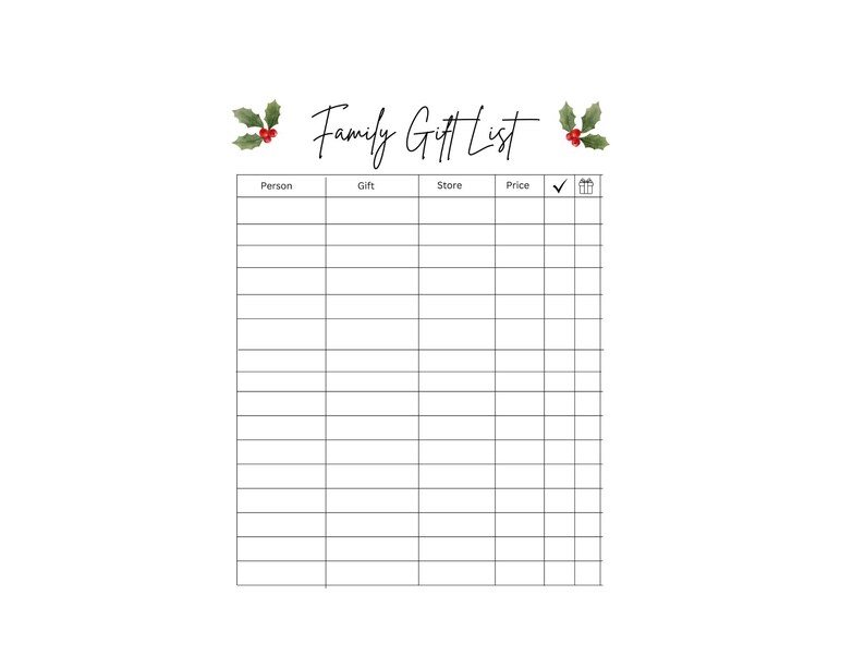 Printable Instant Download Christmas List Tracker - Holiday ...