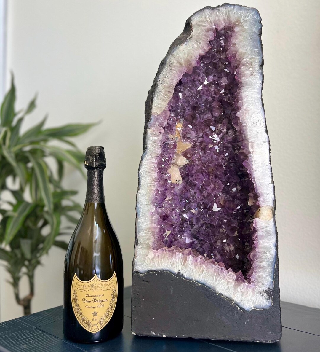 60lb Gorgeous Amethyst Cathedral Crystal W/ Large Dogs-tooth Calcite ...