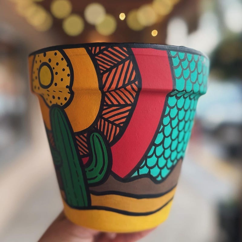 Painted Planter - Etsy