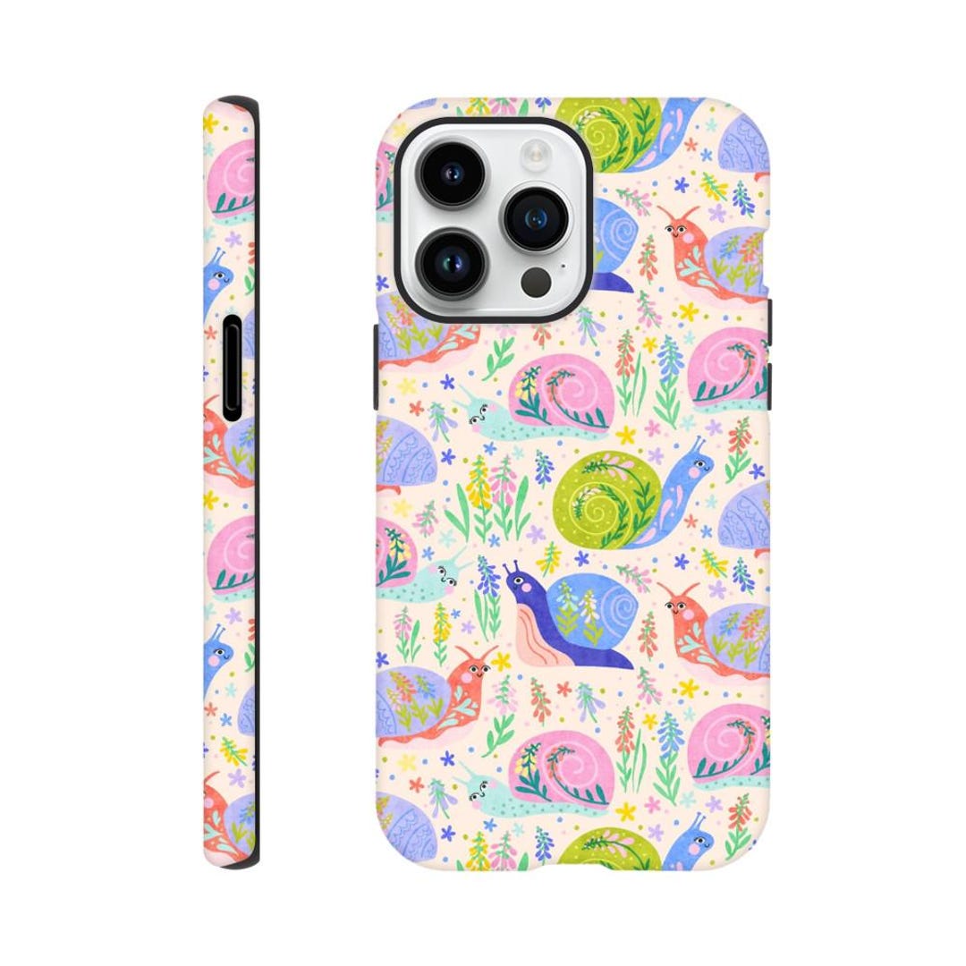 Cute Snails and Snapdragons Pattern, Floral Phone Case, Insects Tough ...
