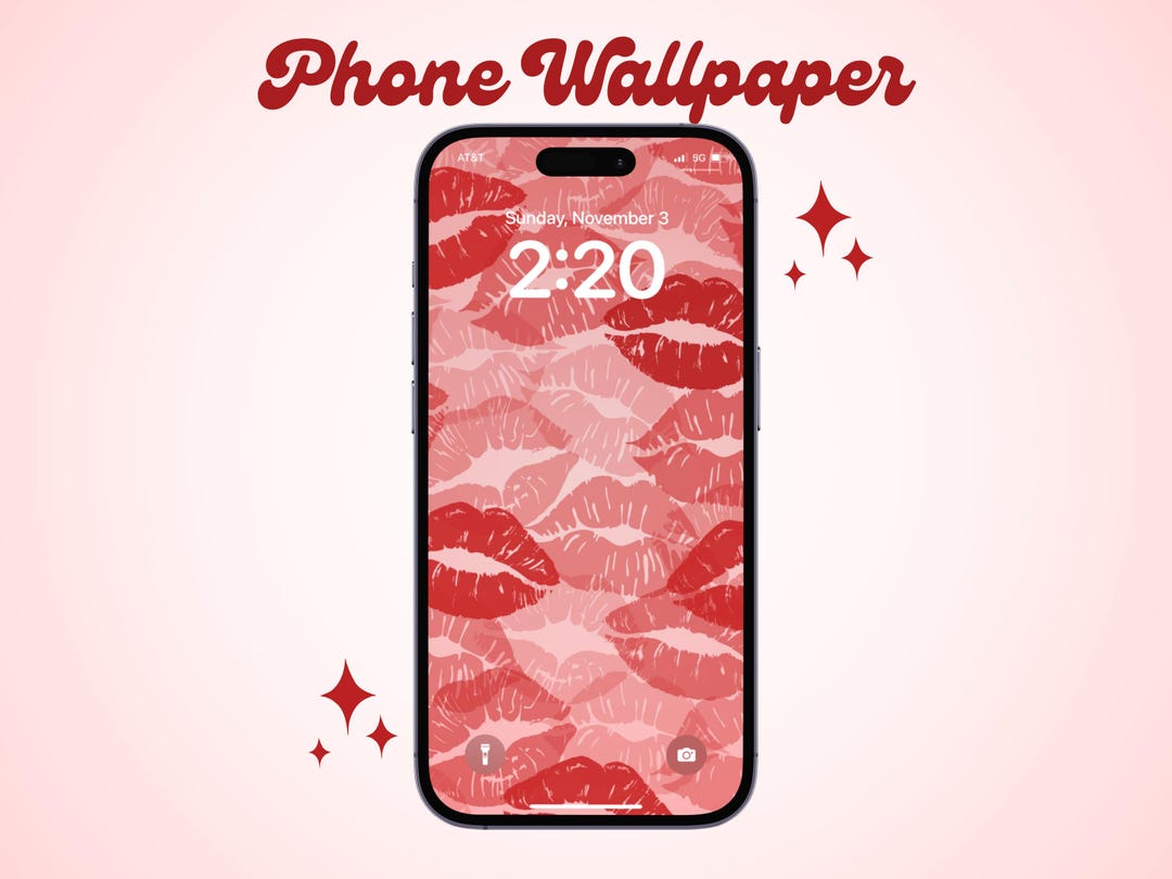 Cute Red Kisses Phone Wallpaper | Romantic Lockscreen | Dreamy Coquette ...