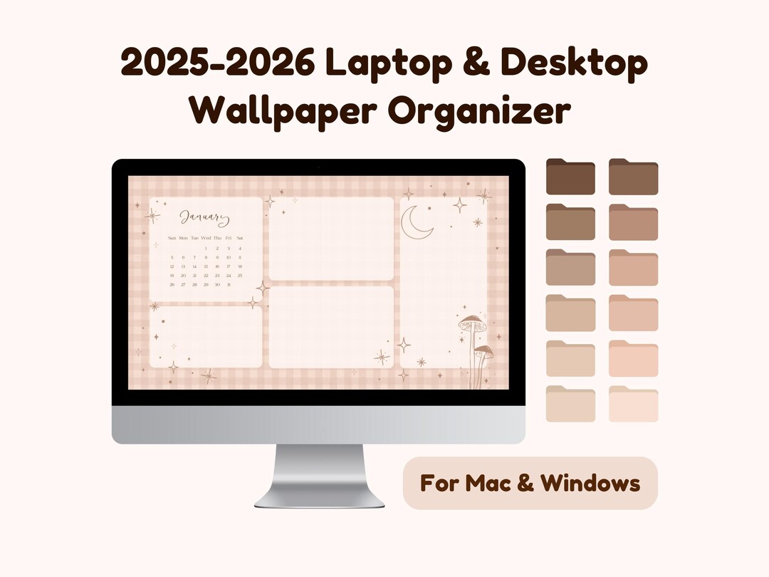 Cottagecore Desktop Wallpaper Organizer 2025-2026 (digital Download ...