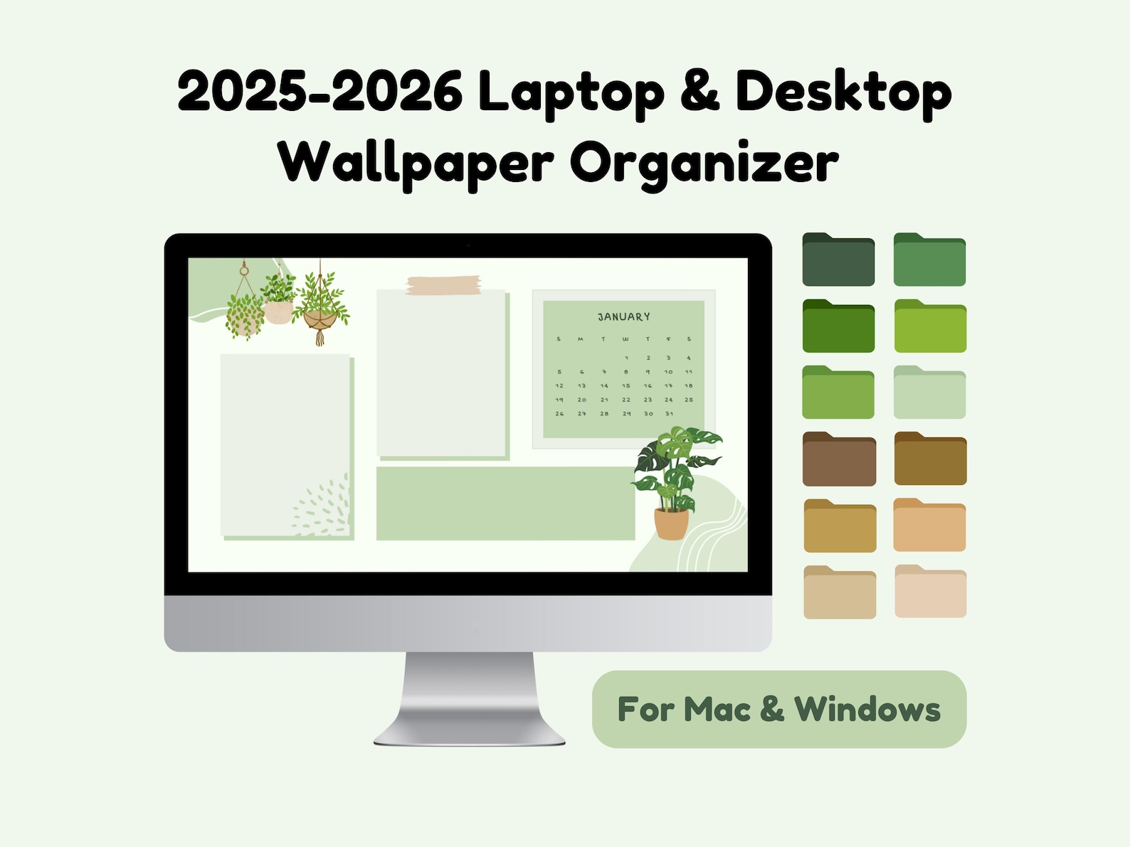 2025-2026 Desktop Wallpaper Organizer, Aesthetic Botanical Desktop ...