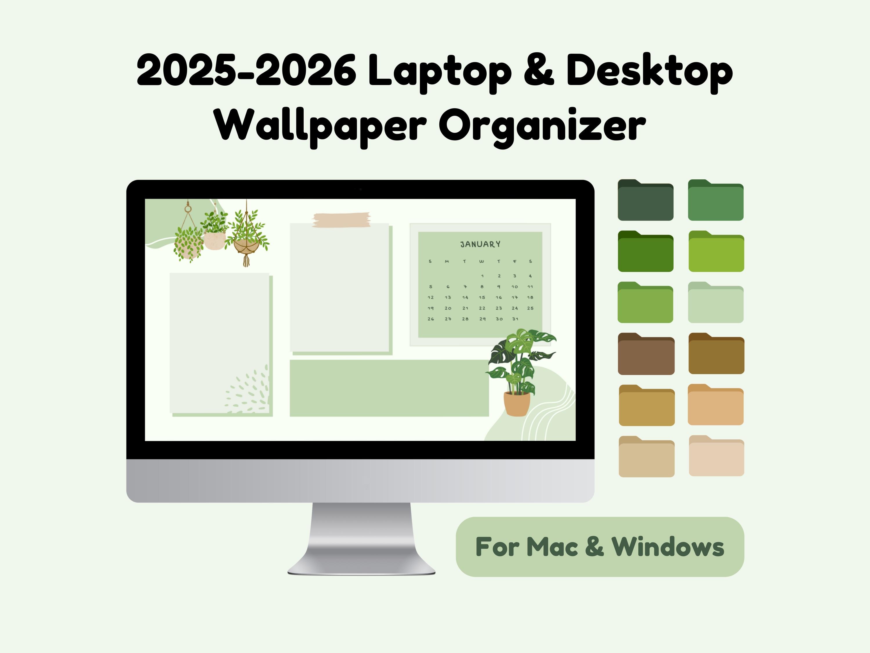 2025-2026 Desktop Wallpaper Organizer, Aesthetic Botanical Desktop ...