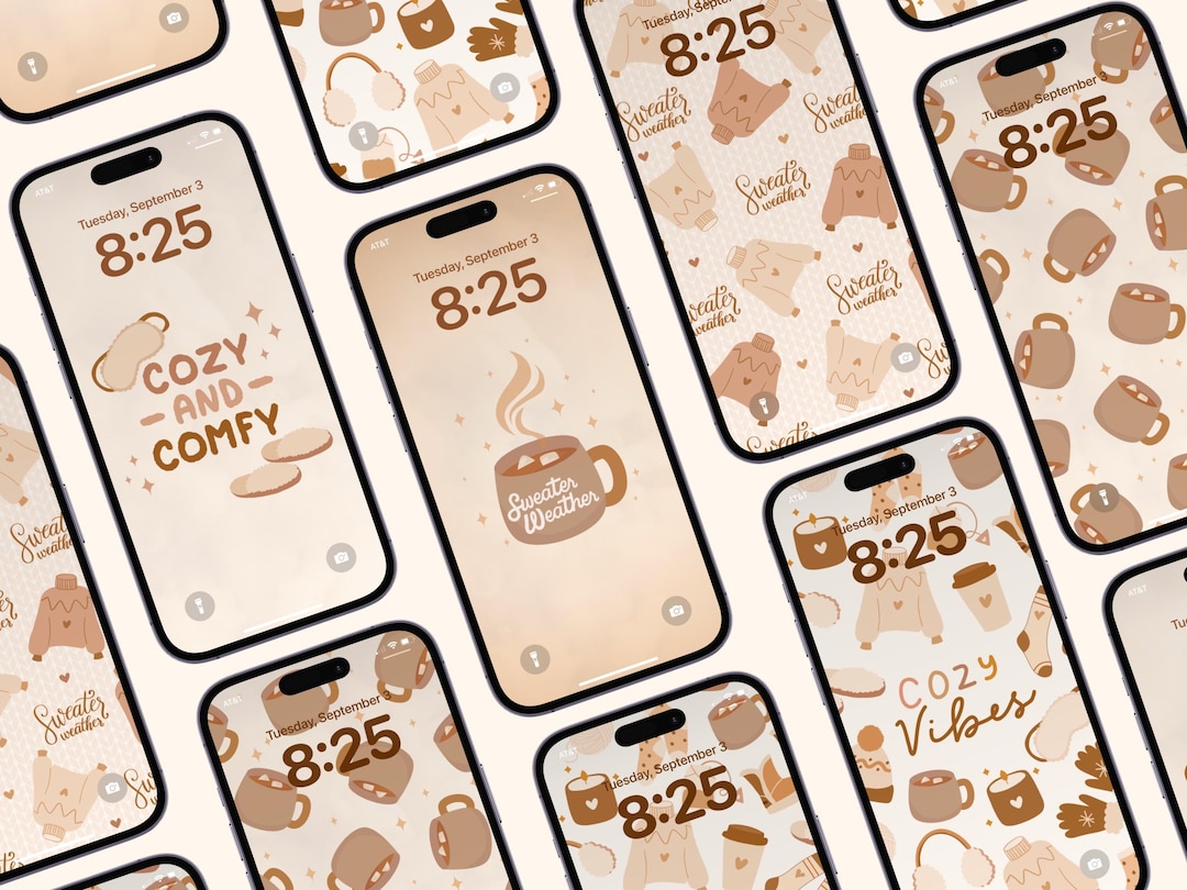 6 Cozy Phone Wallpapers Cute Fall iPhone Wallpaper Pack Autumn & Winter ...
