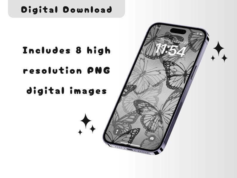 Y2K Aesthetic Grunge Phone Wallpaper 8-pack | Retro Black & White Edgy ...