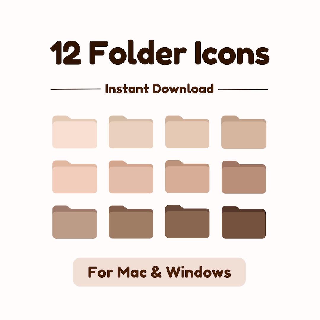 Neutral Aesthetic Desktop Folder Icons Pack, 12 Beige and Brown Folder ...