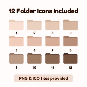 Neutral Aesthetic Desktop Folder Icons Pack, 12 Beige and Brown Folder ...