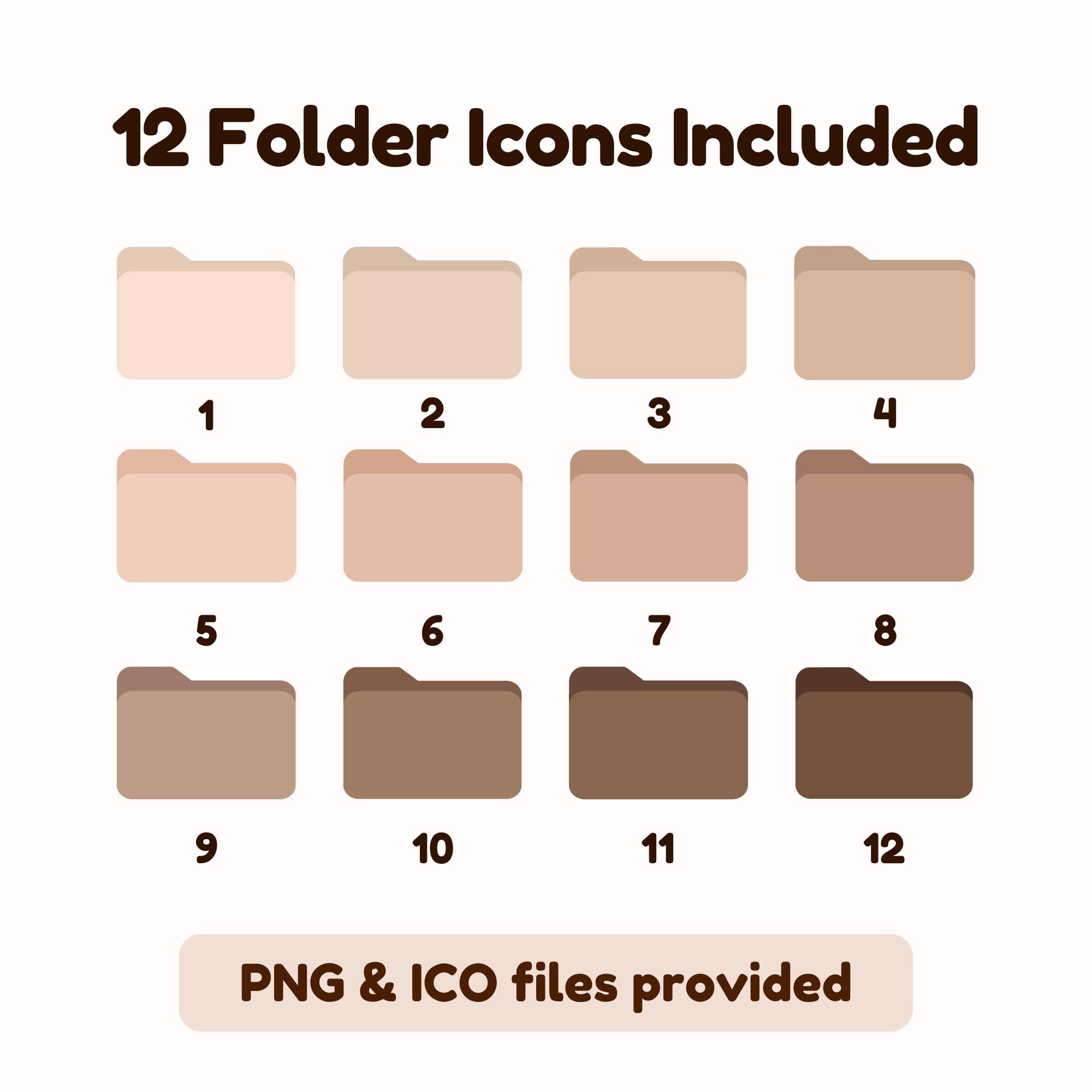 Neutral Aesthetic Desktop Folder Icons Pack, 12 Beige and Brown Folder ...