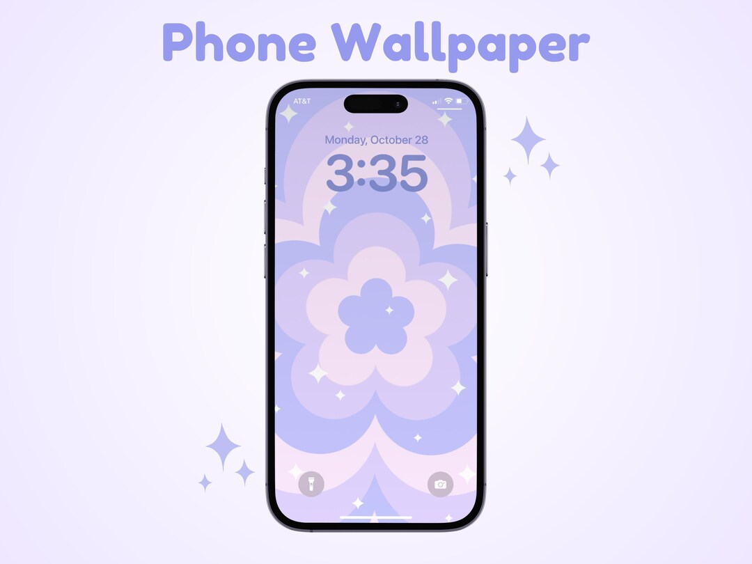 Purple Retro Flower Phone Wallpaper | Cute Periwinkle iPhone Wallpaper ...