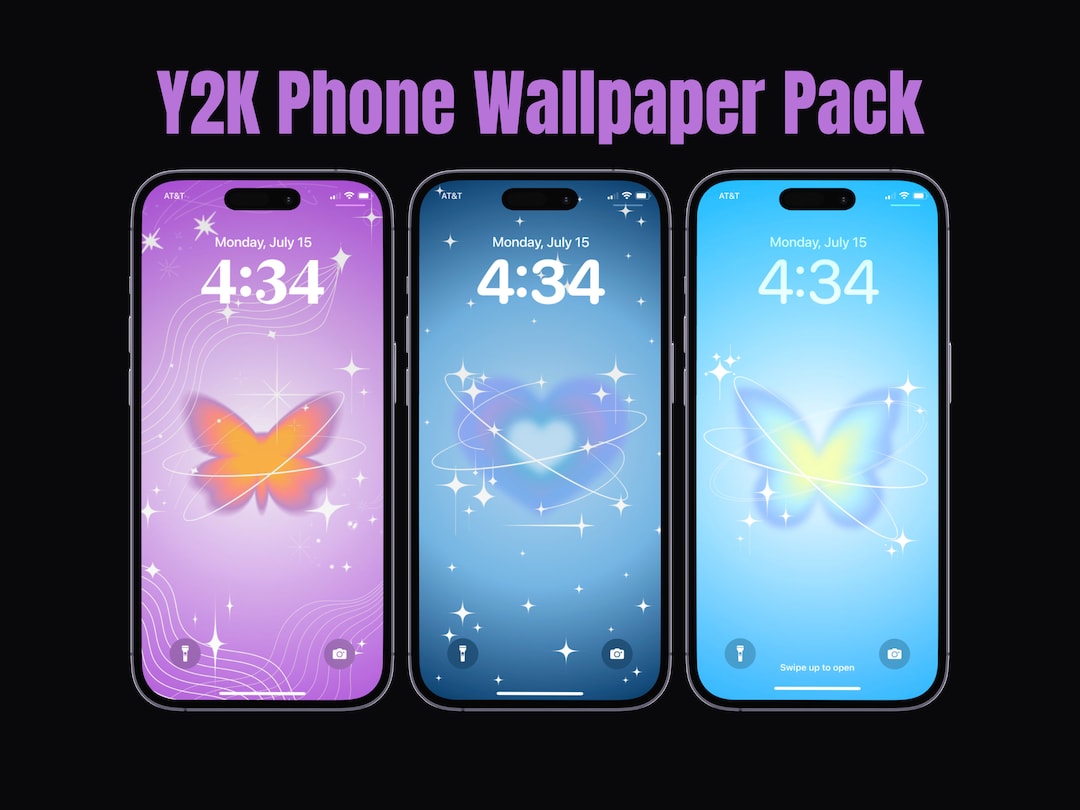 Y2K Aesthetic Phone Wallpaper Pack | Cute Butterfly iPhone Wallpapers ...