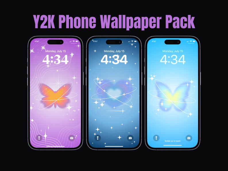Y2K Aesthetic Phone Wallpaper Pack | Cute Butterfly iPhone Wallpapers ...