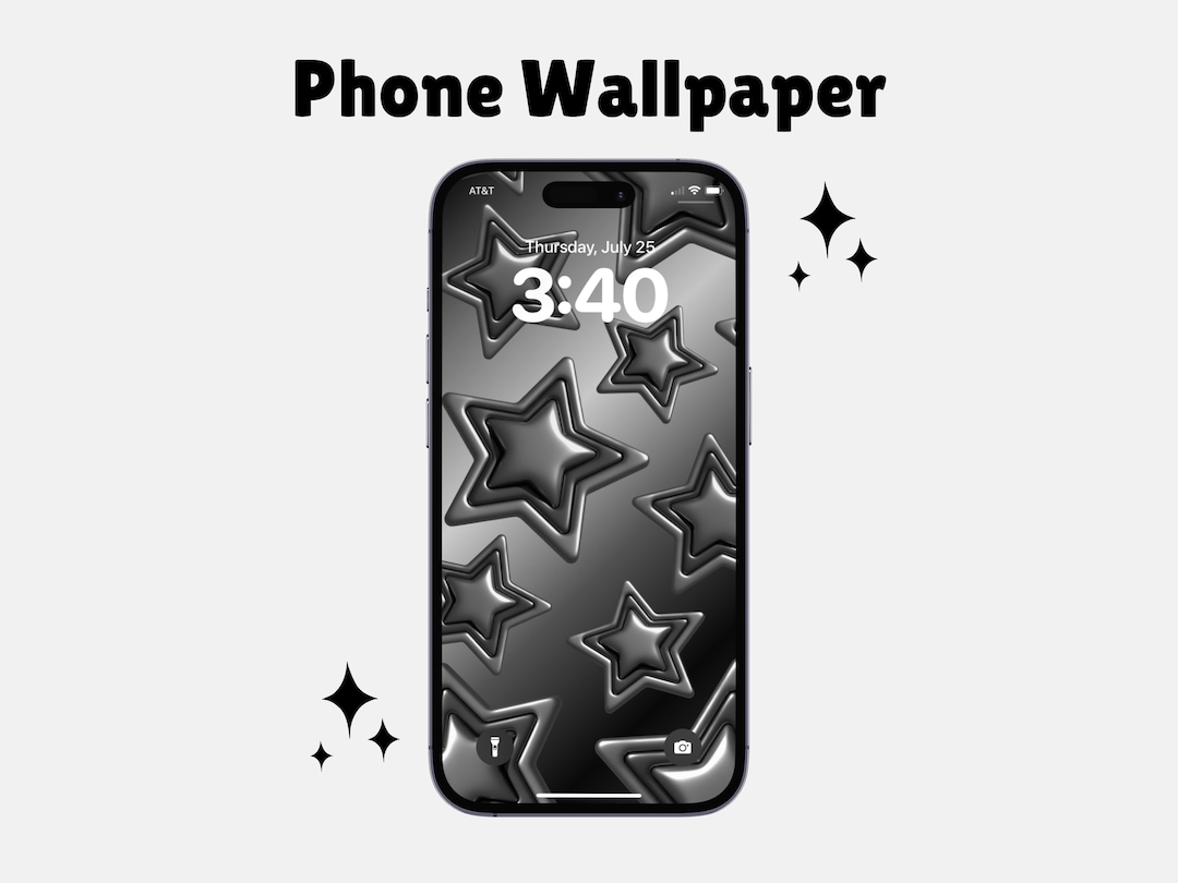 Y2K Aesthetic Phone Wallpaper | Cute Star iPhone Wallpaper | Black ...