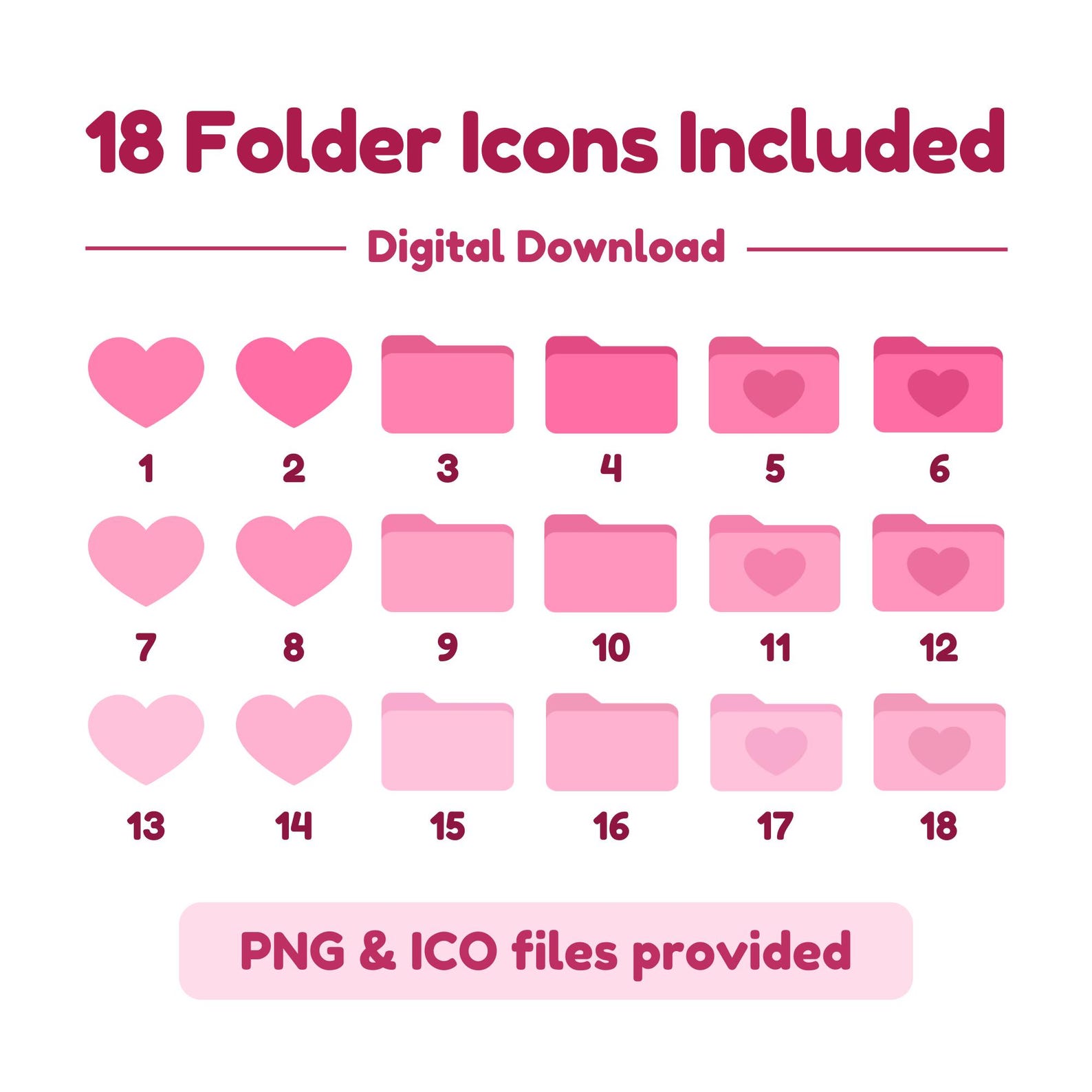 Pink Aesthetic Folder Icons, 18 Cute Desktop Folder Icons for Mac ...