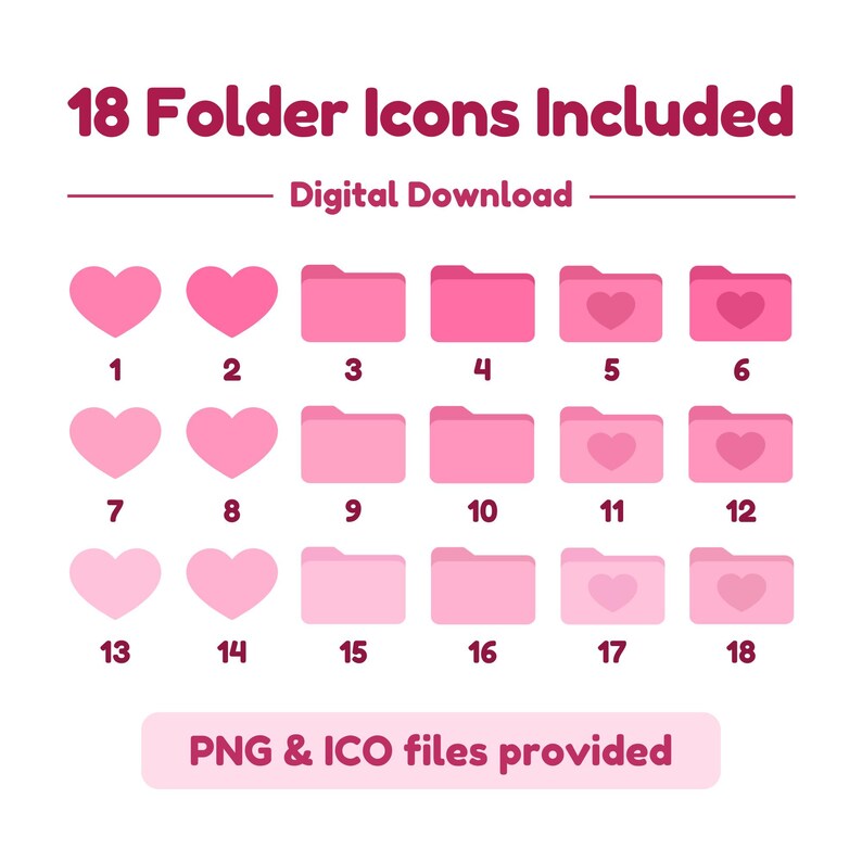 Pink Aesthetic Folder Icons, 18 Cute Desktop Folder Icons for Mac ...