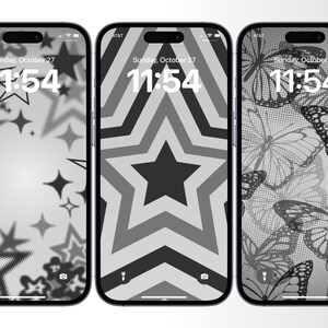 Y2K Aesthetic Grunge Phone Wallpaper 8-pack | Retro Black & White Edgy ...