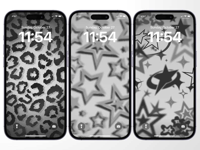 Y2K Aesthetic Grunge Phone Wallpaper 8-pack | Retro Black & White Edgy ...