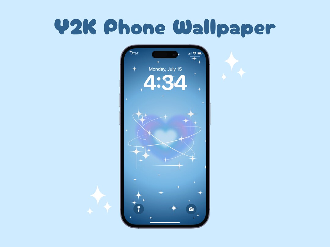 Y2K Aesthetic Phone Wallpaper | Cute Heart iPhone Wallpaper | Dark Blue ...