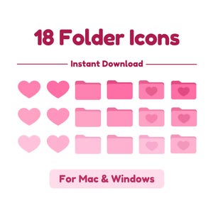 Pink Aesthetic Folder Icons, 18 Cute Desktop Folder Icons for Mac ...