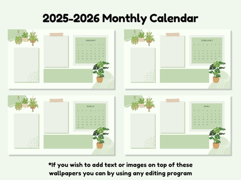 2025-2026 Desktop Wallpaper Organizer, Aesthetic Botanical Desktop ...