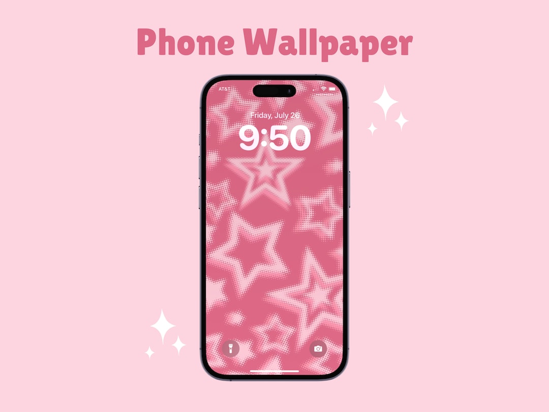 Y2K Star Phone Wallpaper | Pink Halftone Lock Screen (digital Download ...