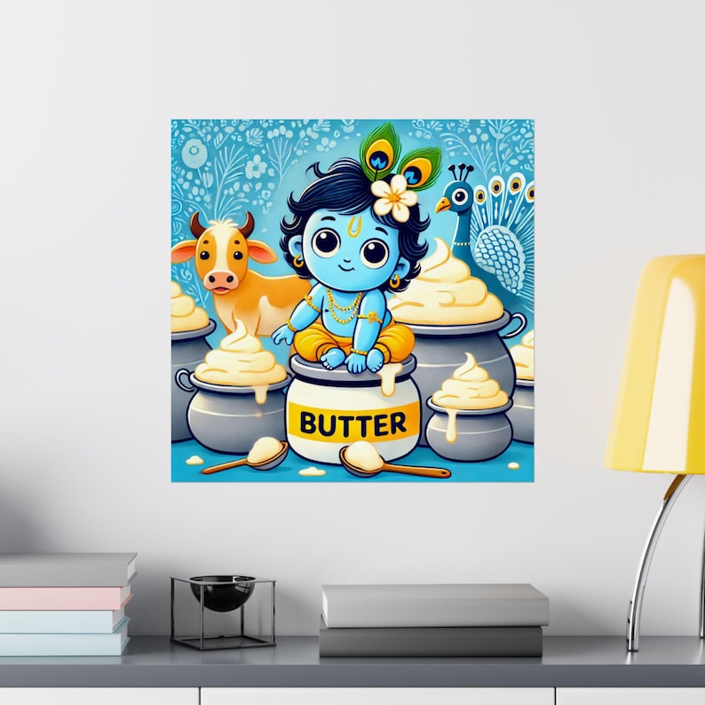 Baby Lord Krishna Matte Vertical Posters, Makhan Chor, Cute Poster ...
