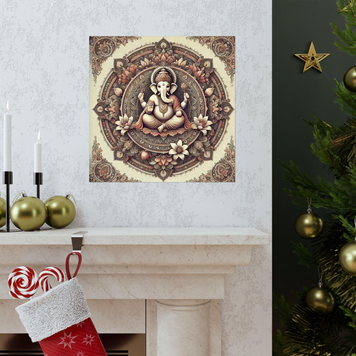 Vertical Ganesha Poster, Indian Elephant Deity Wall Art for Home Decor ...