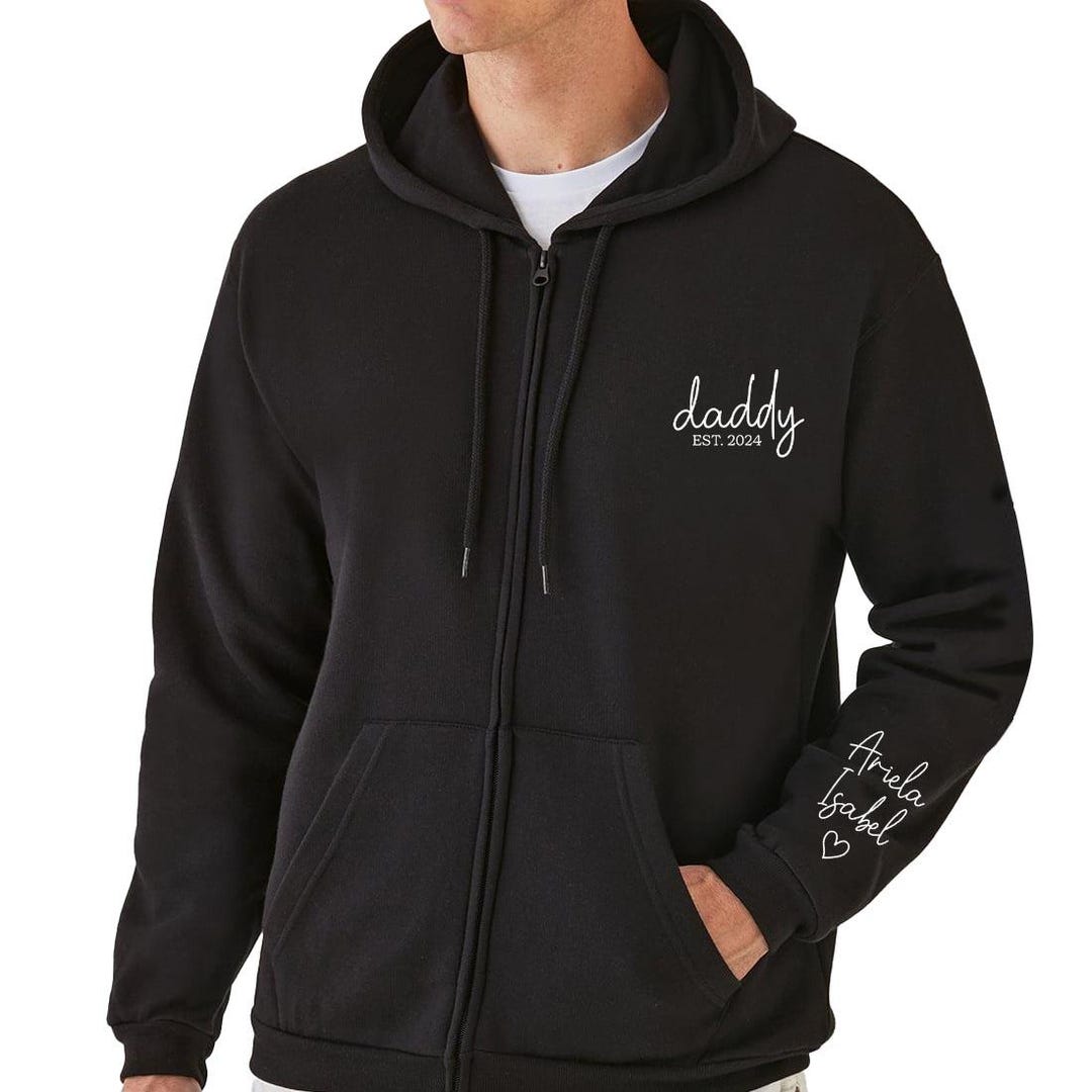ZIP HOODIE (2433-chest Logo) Father's Day Custom Dad Year Kids Names on ...