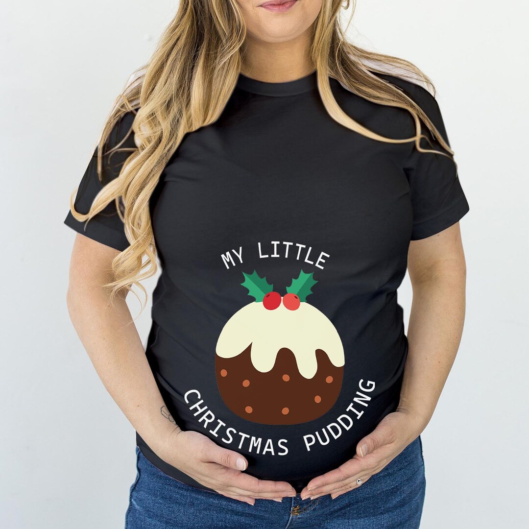 T-SHIRT 5320 My Little Christmas Pudding Maternity Shirt, Mum to Be Pregnancy Announcement Women ...