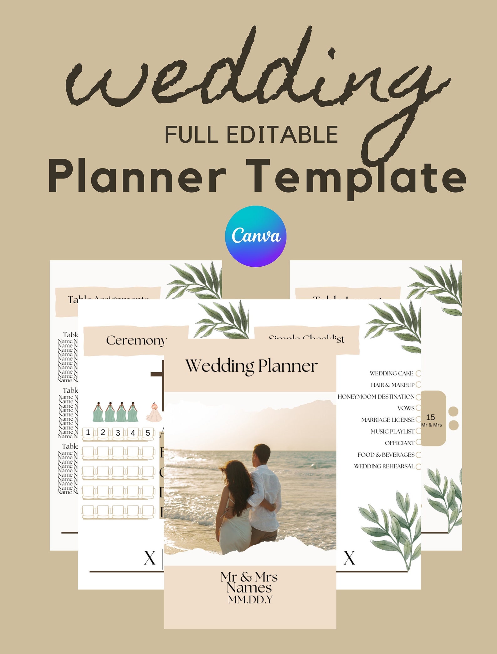 Wedding Planner Printable Template Editable Desing Canvas Wedding ...