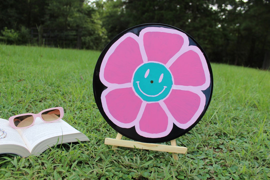 Flower Smiley Face Hand-painted Record - Etsy