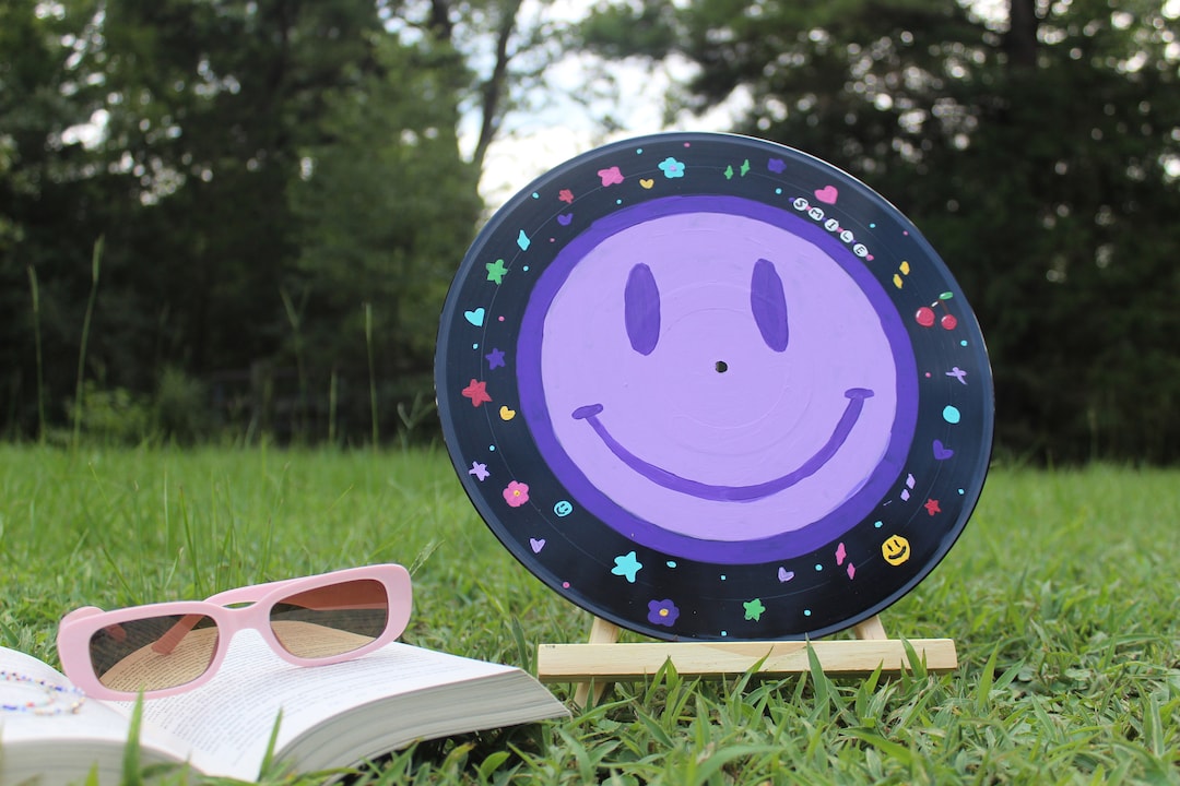 Smiley Face Hand-painted Record - Etsy