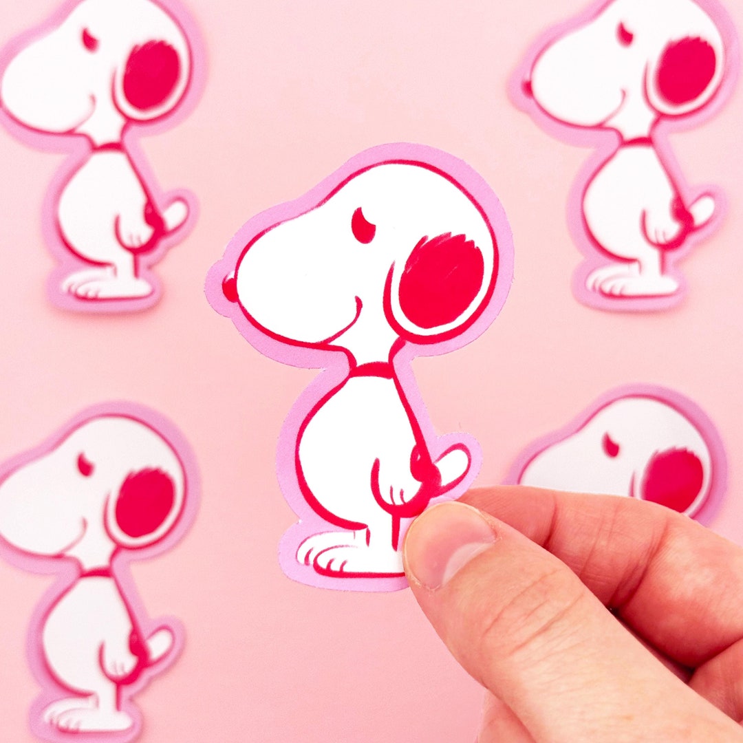 Pink Snoopy - Glossy Vinyl Sticker - Etsy