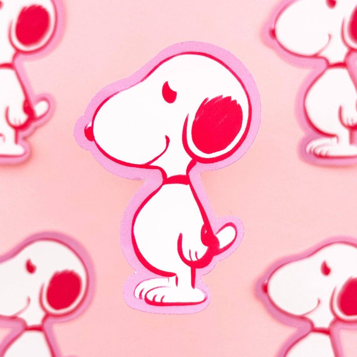 Pink Snoopy - Glossy Vinyl Sticker - Etsy